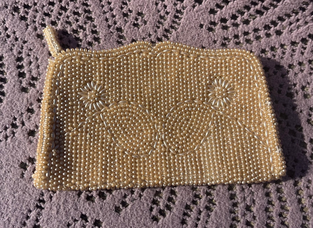 1950s Faux Pearl Clutch | David's Import | Made in Japan | 50s Beaded ...