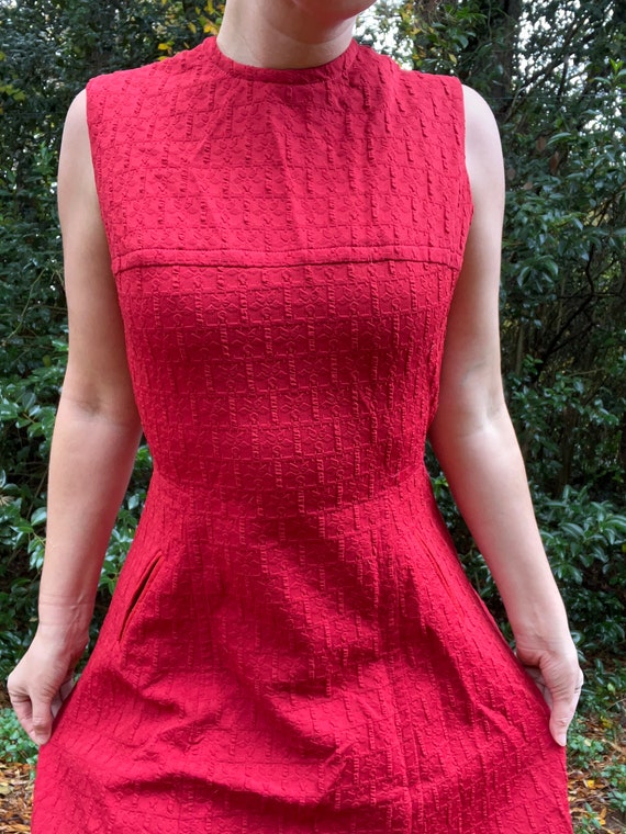 1960s Textured Red Mod Dress by Kay Windsor - Gem