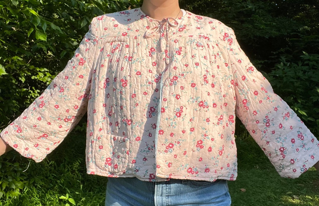1940s Floral Quilted Bed Jacket 40s Textron Lingerie Coat - Etsy