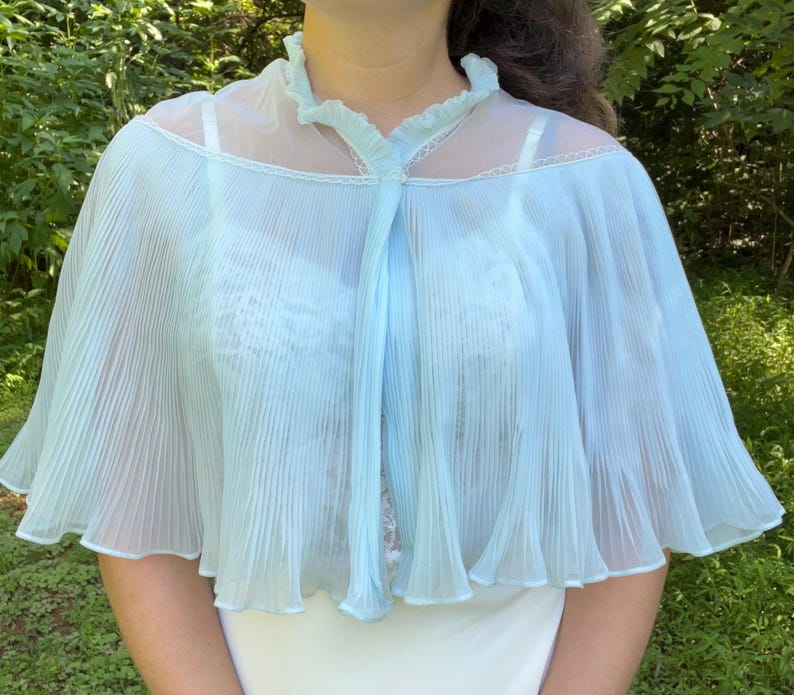 1950s Sky Blue Micropleated Capelet Bed Jacket by Rogers Runproof 50s ...
