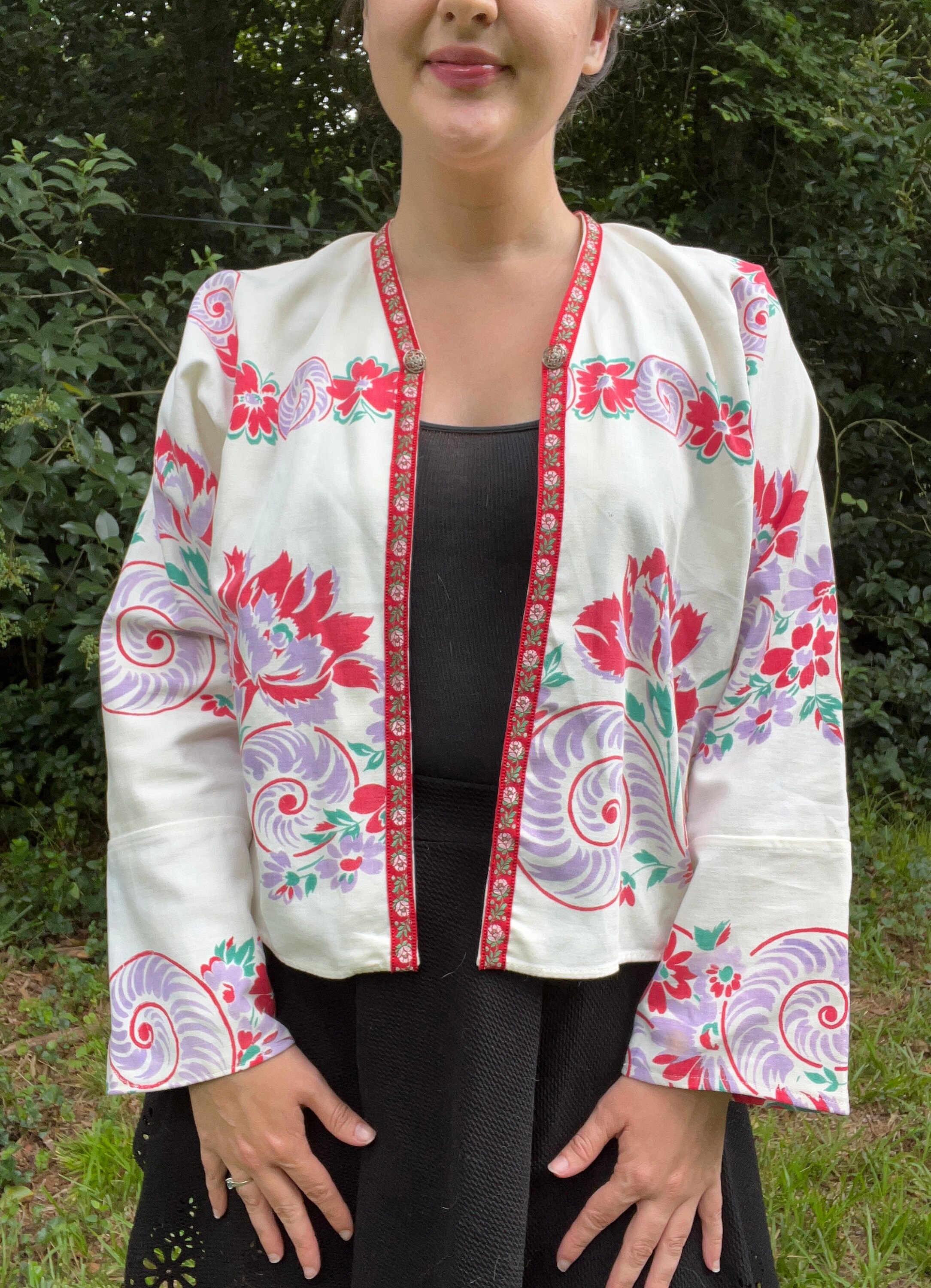 1940s Tablecloth Upcycled Into Handmade Jacket - Etsy