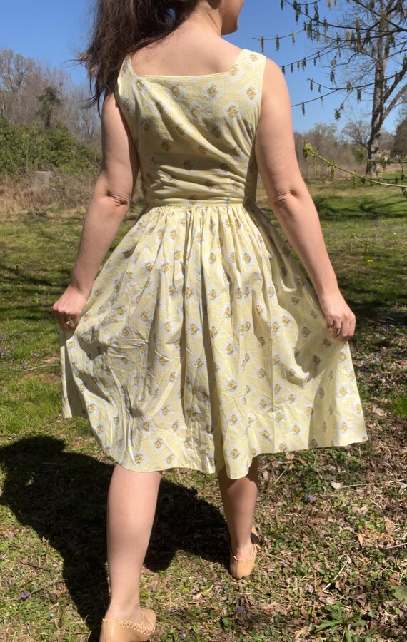1950s Yellow Floral Sundress with Matching Cardigan |… - Gem