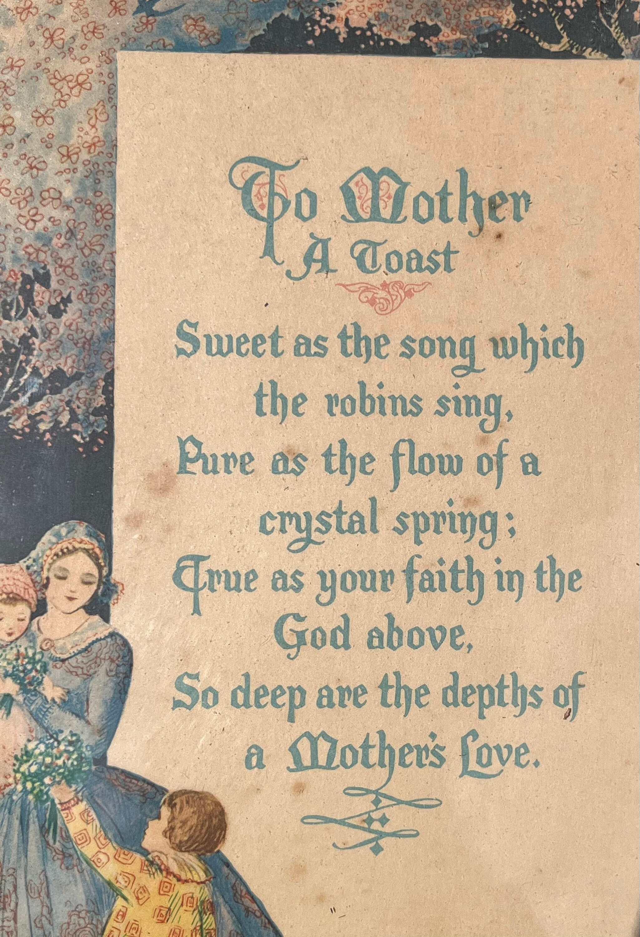 1930s Mother Poem Print by Marygold 30s Mother Motto Victorian Woman ...