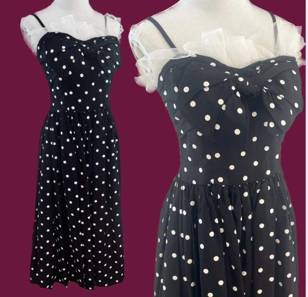 1950s Black and White Polka Dot Party Dress - Etsy