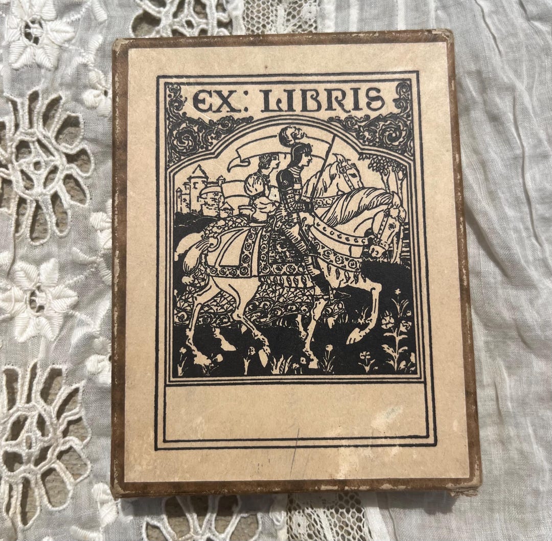1940s Bookplates With Medieval Knights on Horseback | New Old Stock - Etsy