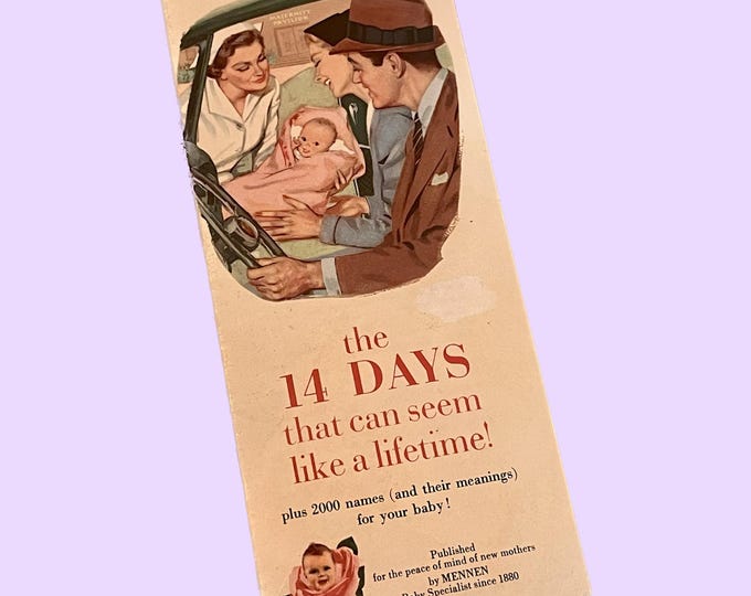 1950s Booklet for New Mothers and Baby Naming Guide | Mennen’s “the 14 ...