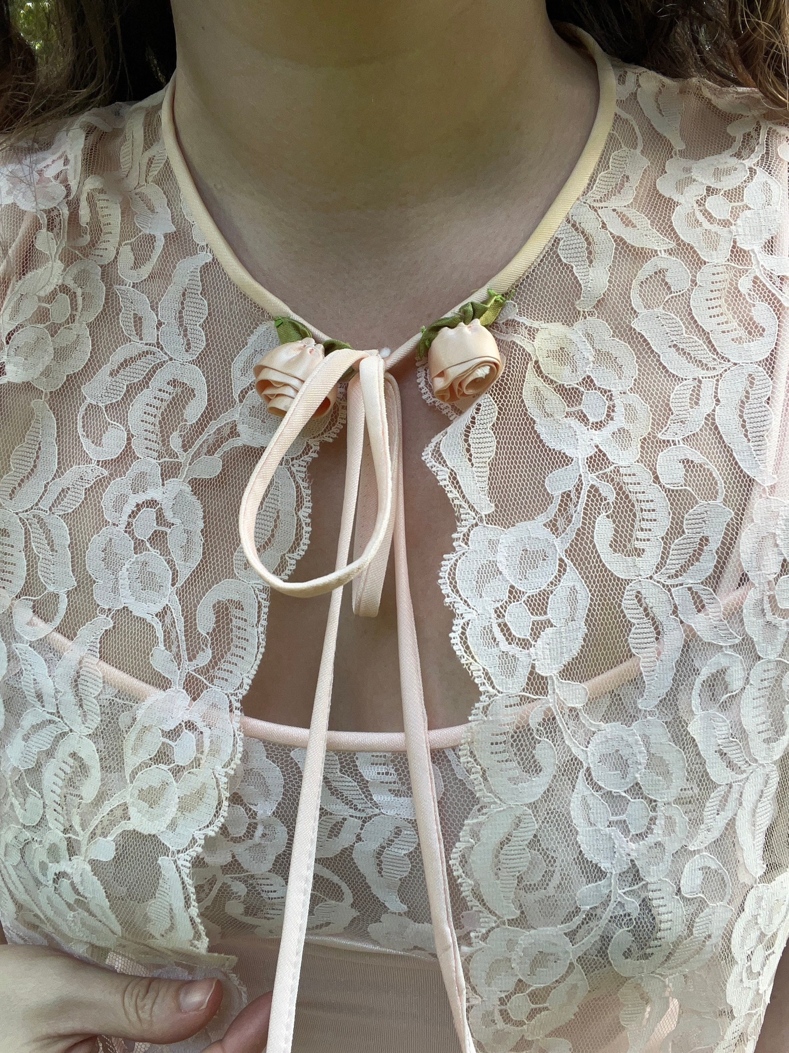 1980s Light Pink Lace Peignoir Set With Roses - Etsy