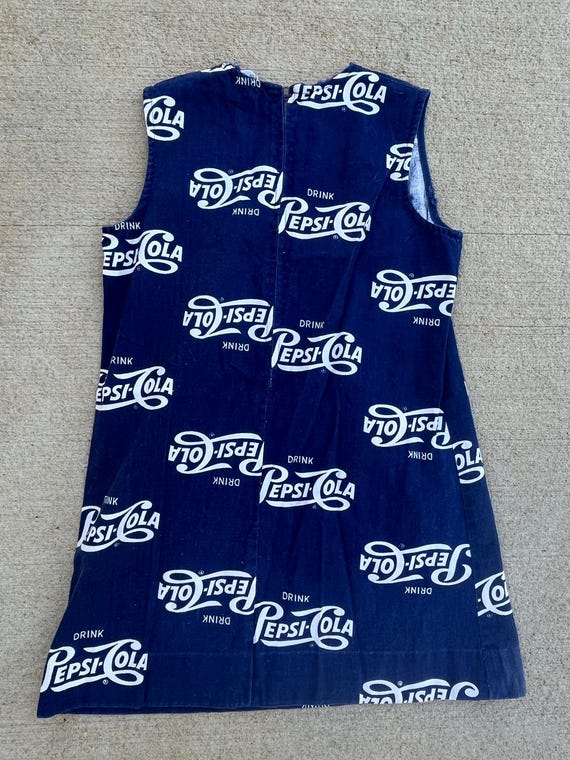 1960s Girl’s Drink Pepsi-Cola Logo Dress in Navy Blue… - Gem