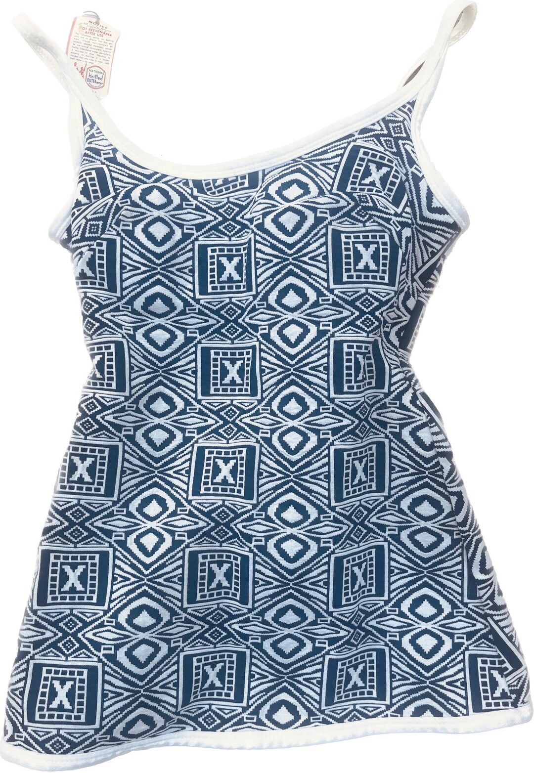 1960s Swimwear Tank Top in Blue and White | National Knitted Outerwear ...