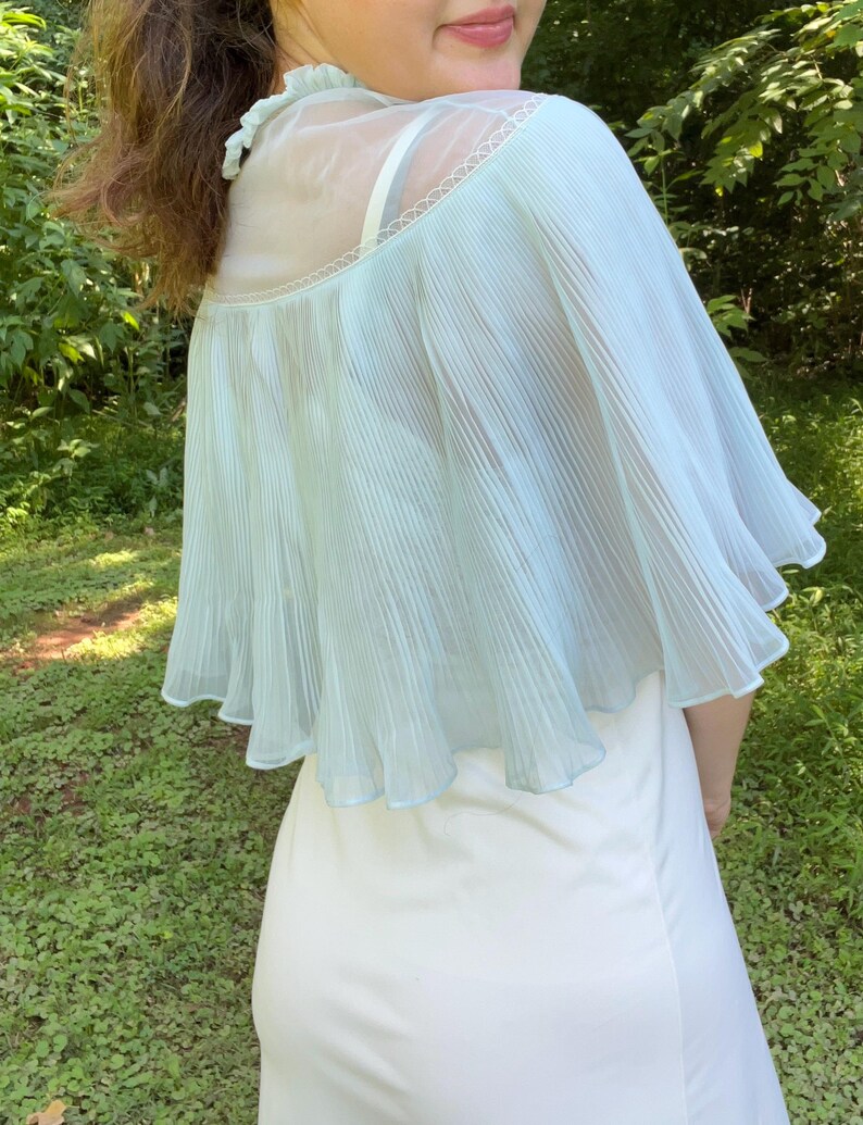 1950s Sky Blue Micropleated Capelet Bed Jacket by Rogers Runproof 50s ...