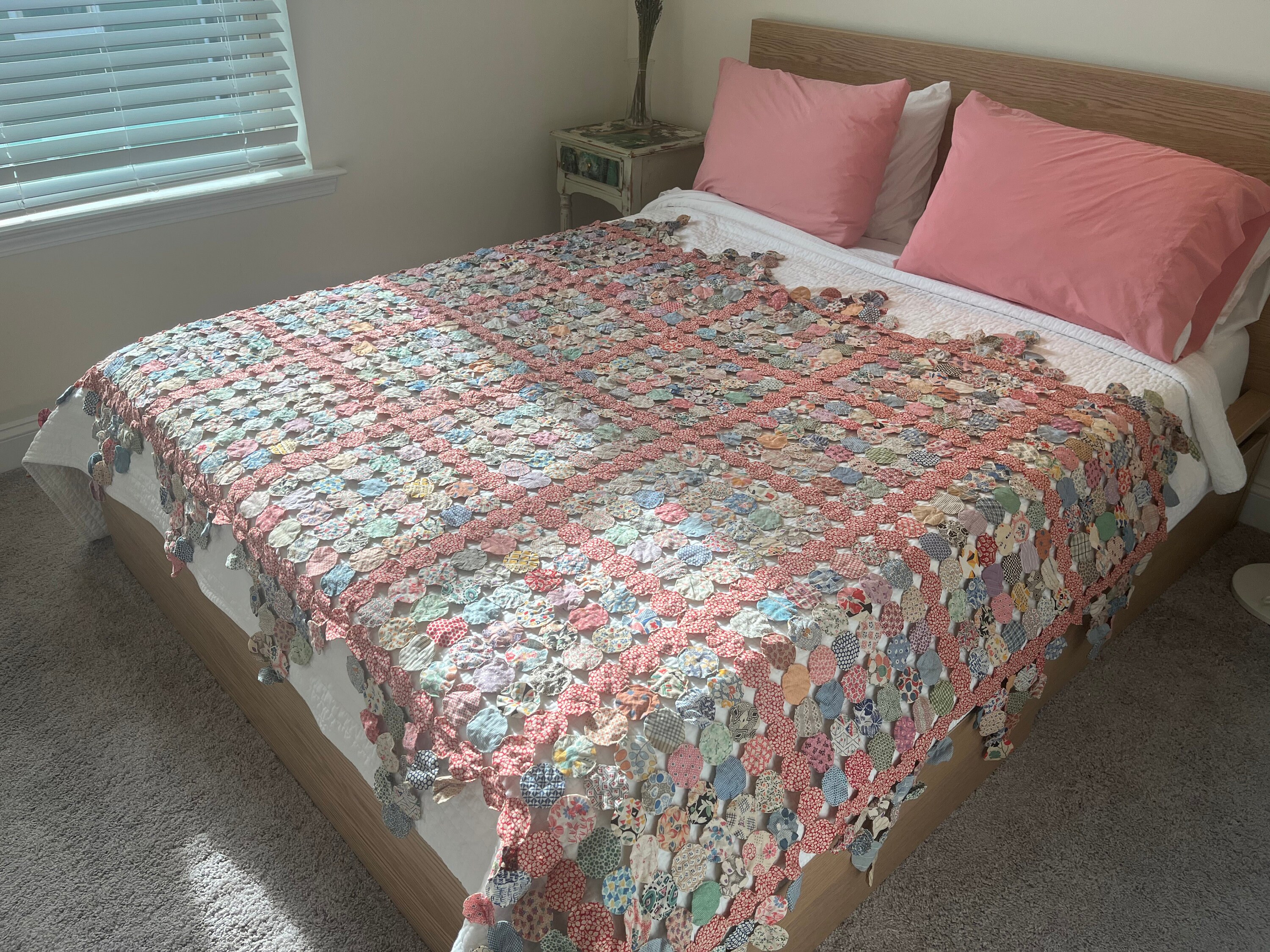 1930s Yo-yo Quilt Cotton Floral Depression Era 30s Twin Bed Cover ...