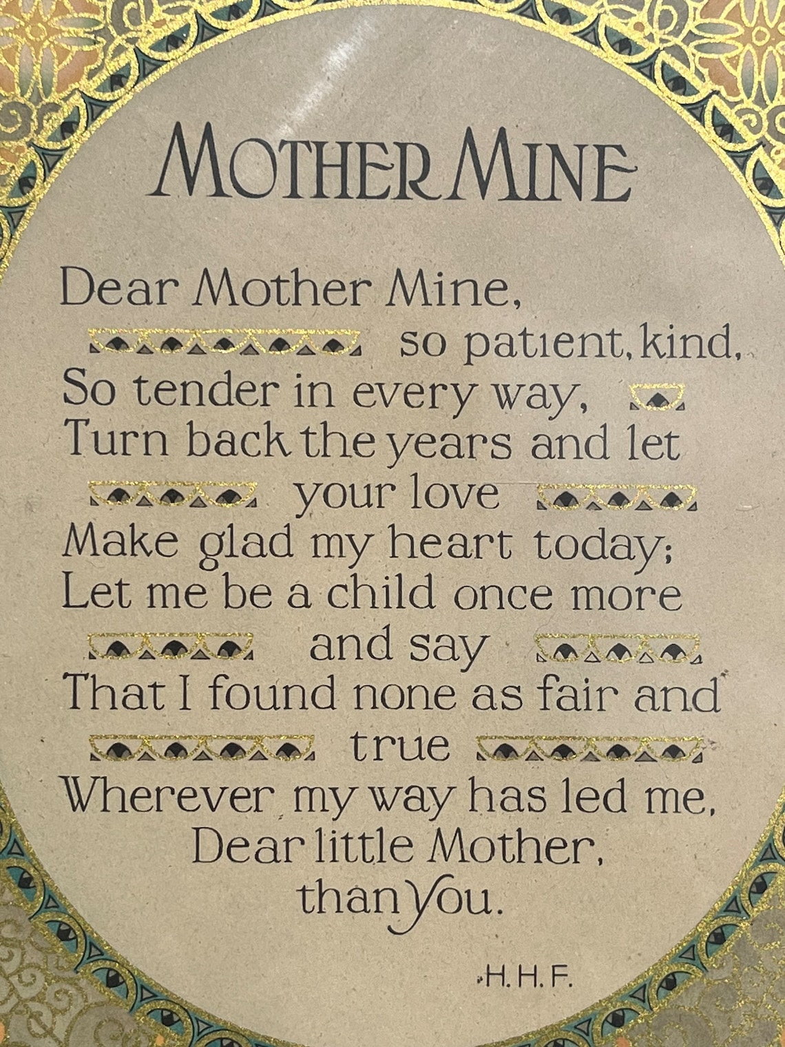 1930s Mother Poem 30s Art Deco Mother Motto Borin, Chicago Vintage ...