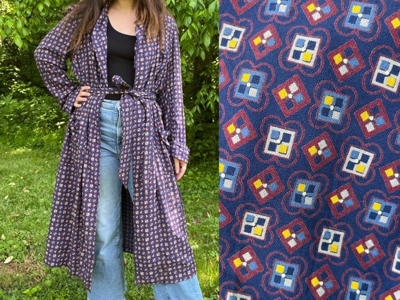 1960s Blue Patterned Bath Robe by B.V.D. - Gem