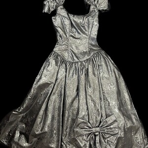 1980s Does Futuristic Meets Baroque | Metallic Silver 80s Pageant Prom ...