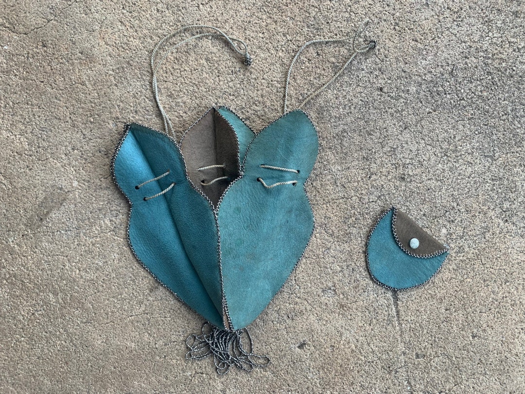 Antique 1920s Suede Drawstring Pouch Handbag With Matching Coin Purse ...