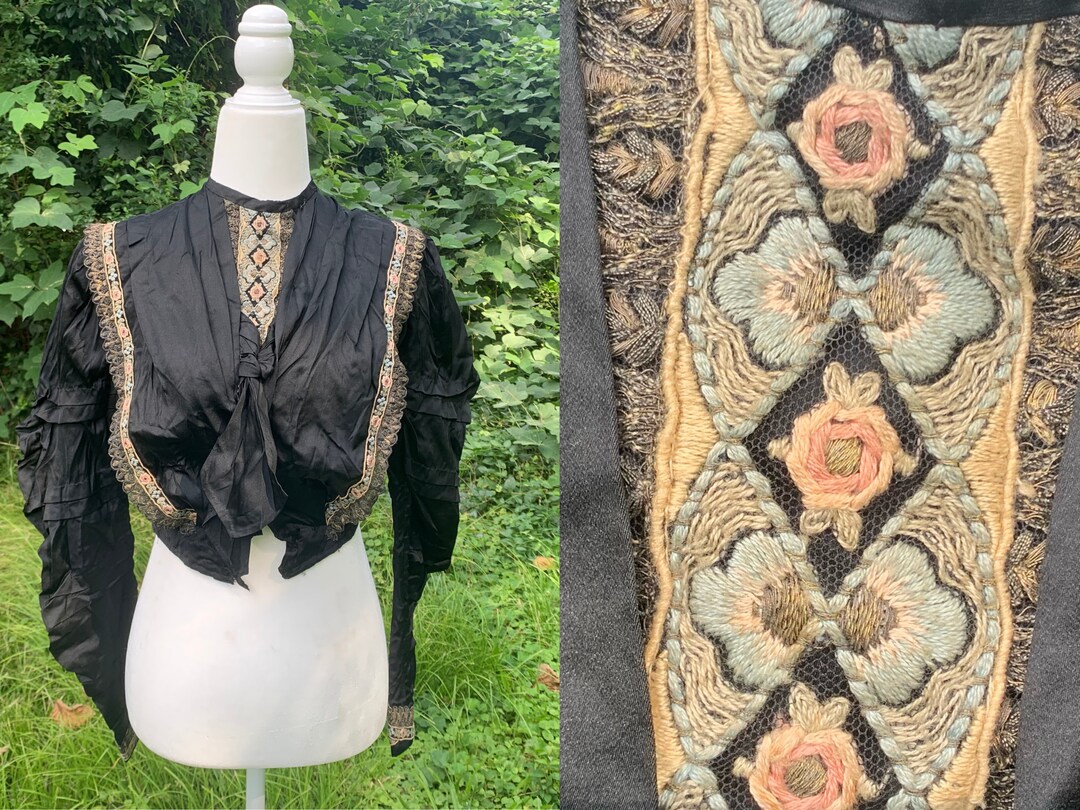 Antique Victorian Bodice With Embroidered Trim 1880s 1890s - Etsy