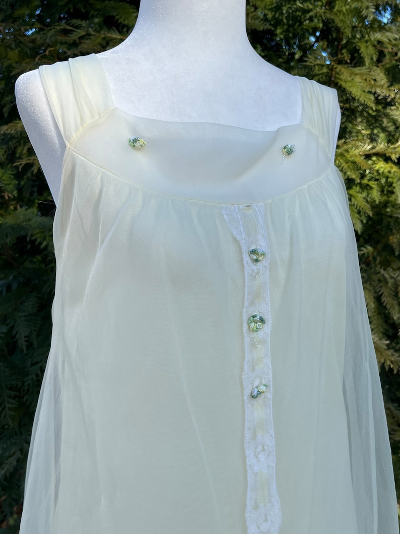 1960s Nightgown in Pastel Yellow Nylon Dressmaker Designed - Etsy