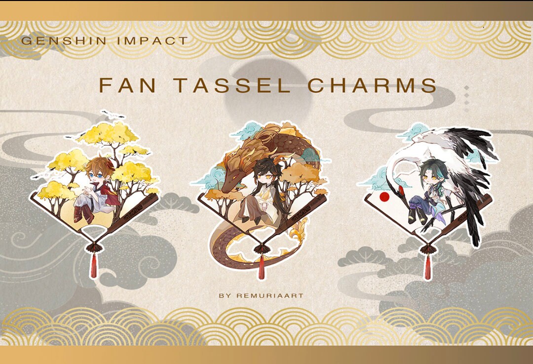 Genshin Impact Kazuha Feng Shui Tassel Acrylic Keychain | Etsy Australia