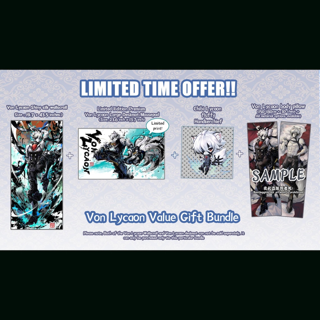 Von Lycaon Dakimakura Ver.2 Body Pillow Cover Zenless Zone Zero ZZZ Fan ...