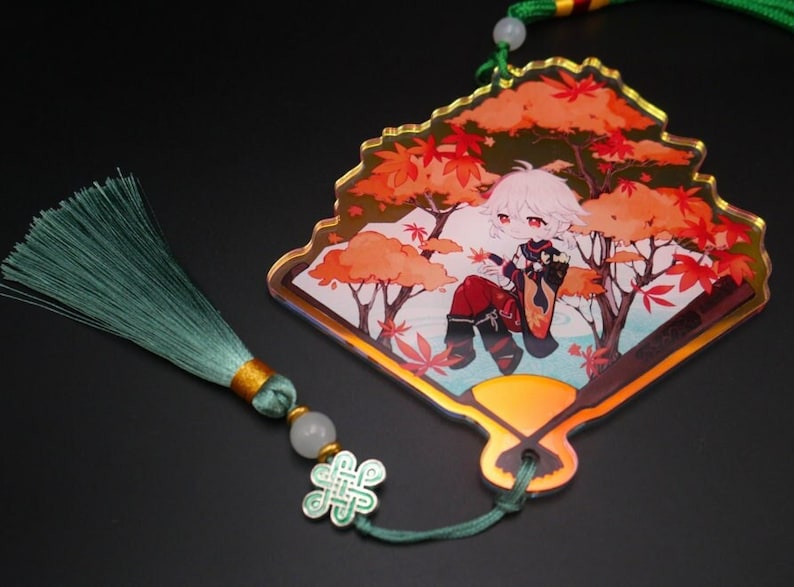 Genshin Impact Kazuha Feng Shui Tassel Acrylic Keychain - Etsy