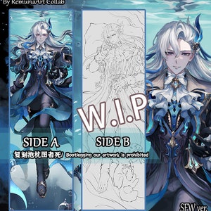 Neuvillette Body Pillow Genshin Impact Male Daki 2 Way Tricot 3D Chest ...