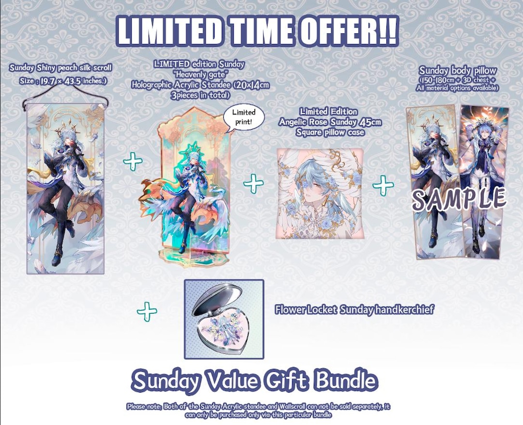 Sunday Body Pillow Fan Made Fan Art Body Pillow Cover HSR Husbando Fan ...