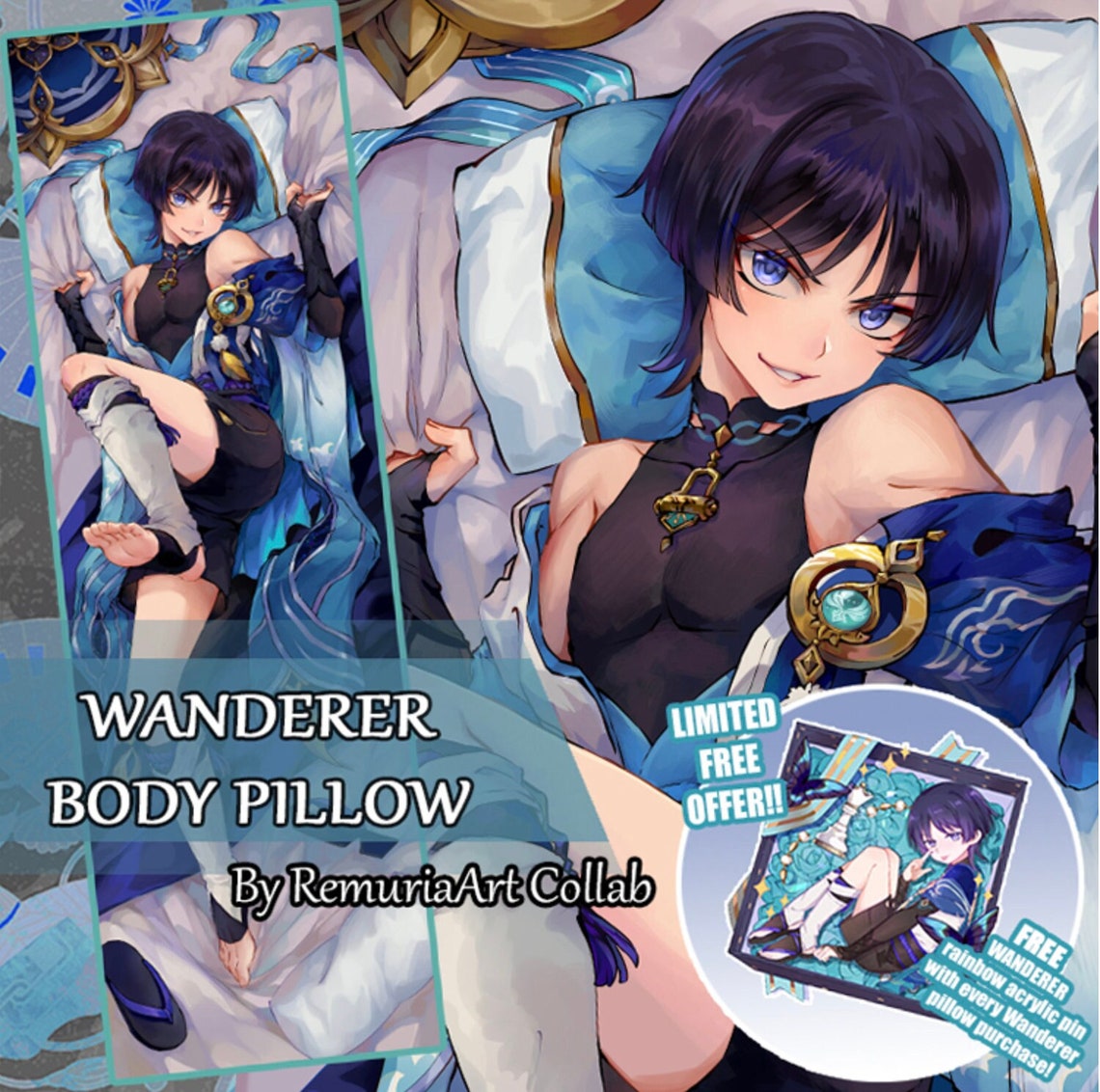 Wanderer scaramouche Body Pillow Cover Genshin Impact Fan - Etsy
