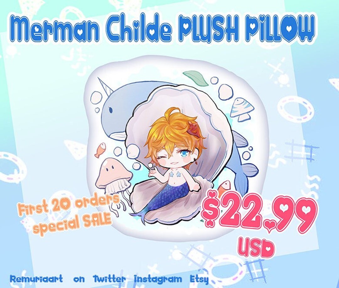 Merman Childe Sticker and Plush Pillow Cushion Genshin Impact - Etsy