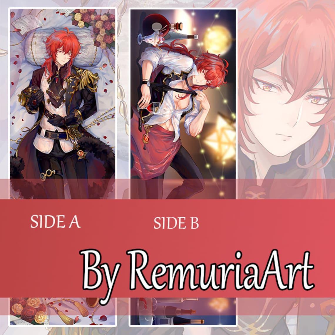Diluc Body Piillow Cover Genshin Impact Dakimakura Male Daki - Etsy