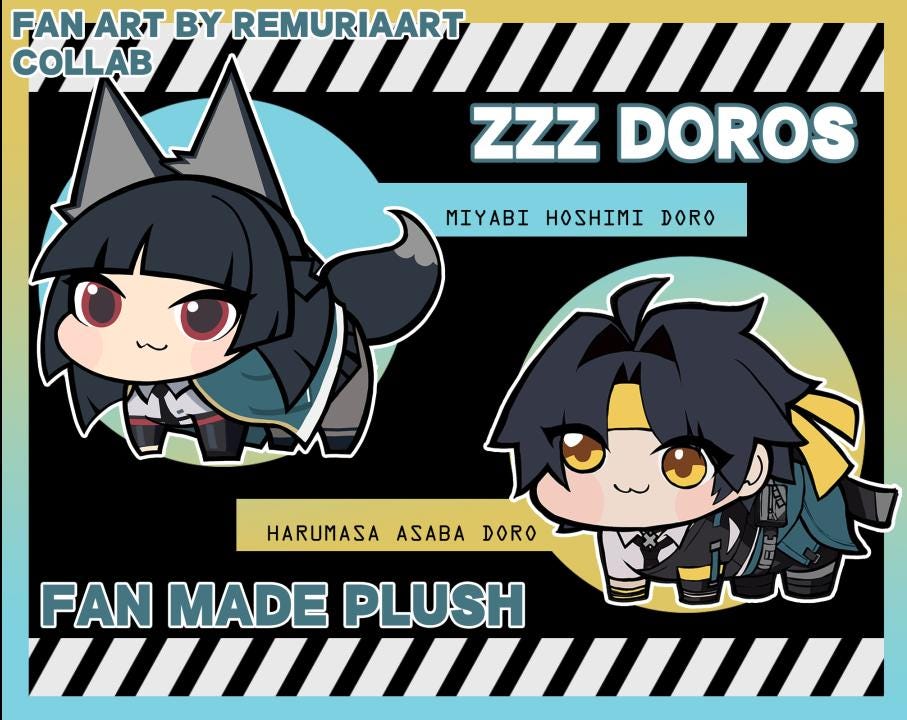 Zzzero Doro Fan Made Plush Velvet Squeaky Charm Harumasa Abasa Miyabi ...