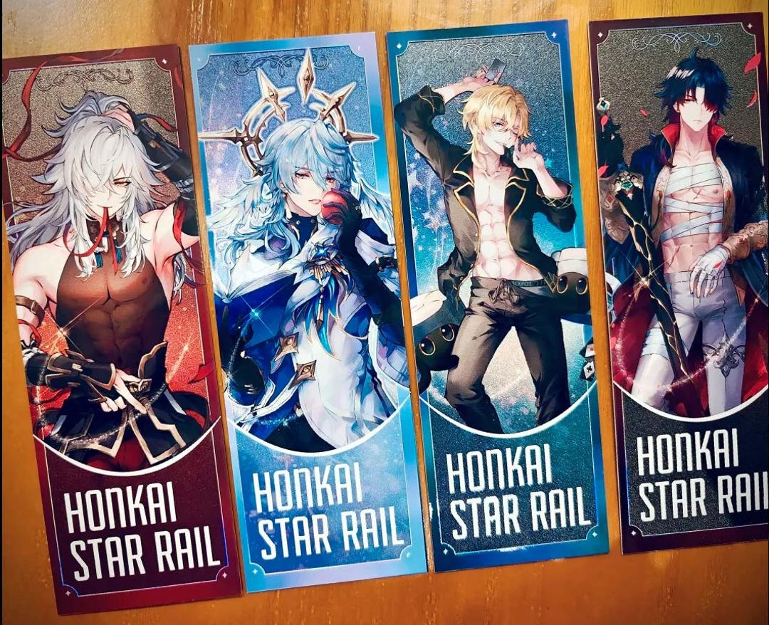 Honkai Starrail Holographic Prints Husbando Laser Ticket Bookmarks Post ...