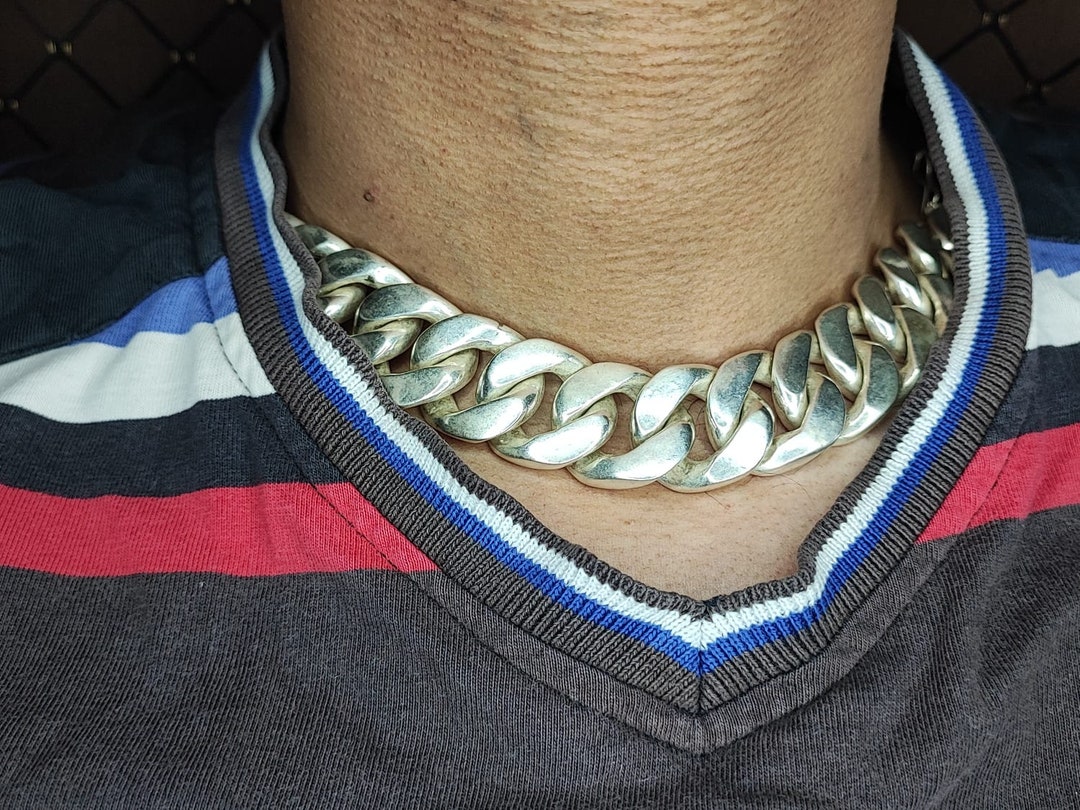 23mm Cuban Link Chain Men's Heavy Solid 925 Sterling Silver Miami Cuban ...