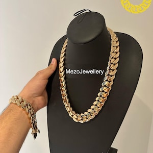 22mm Cuban Link Chain Men's Heavy Solid 925 Sterling Silver Miami Cuban ...