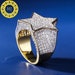 Mens Sterling Silver Iced Out Star Ring Moissanite Diamond Ring Hip Hop ...