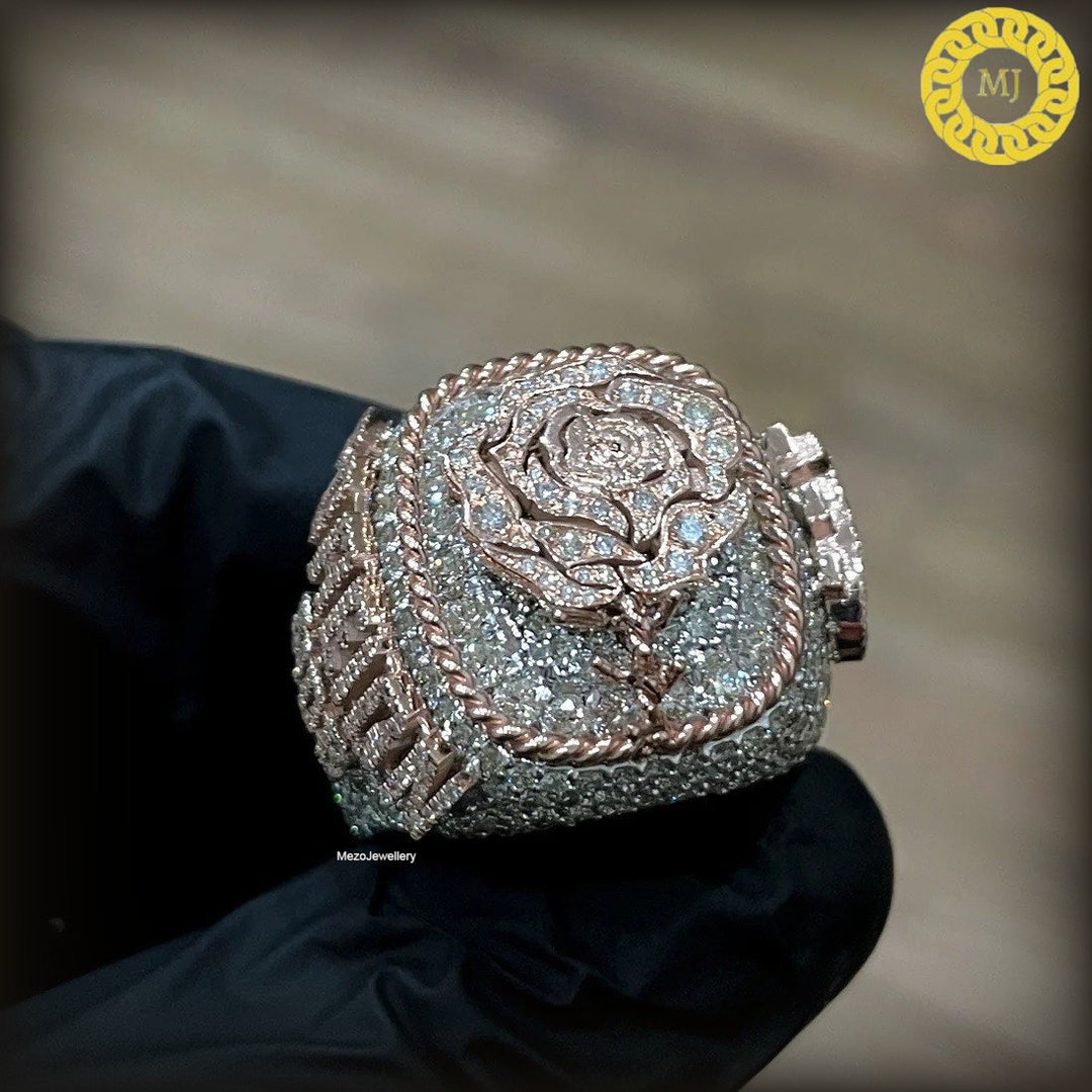 Customized Iced Out Champion Ring VVS1 Moissanite Letter Ring, Hip Hop ...