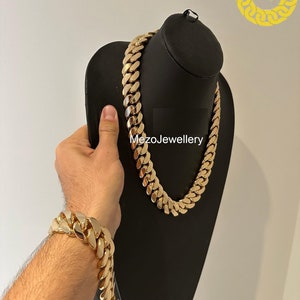 22mm Cuban Link Chain Men's Heavy Solid 925 Sterling Silver Miami Cuban ...