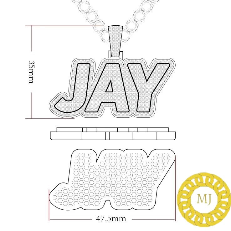 Custom Jay Letters Pendant Icy Nameplate Necklacecustom Name - Etsy