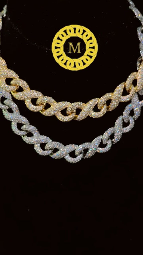 15 Mm 18 Inch Cuban Link Chain 15mm Diamond Row Miami Cuban Link Chain ...