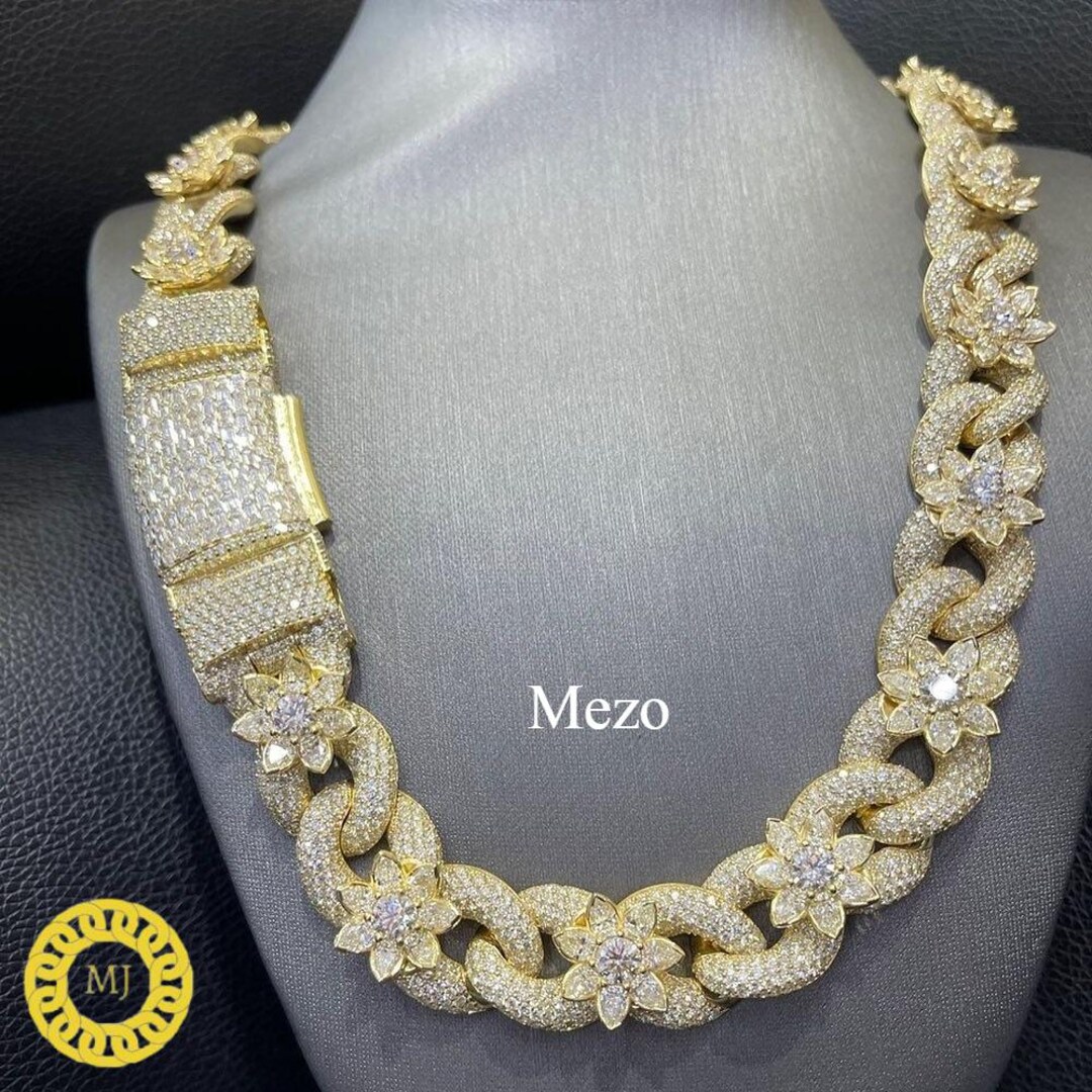 17mm Infinity Flower Chain in 925 Sterling Silver With 14k Gold Plated ...