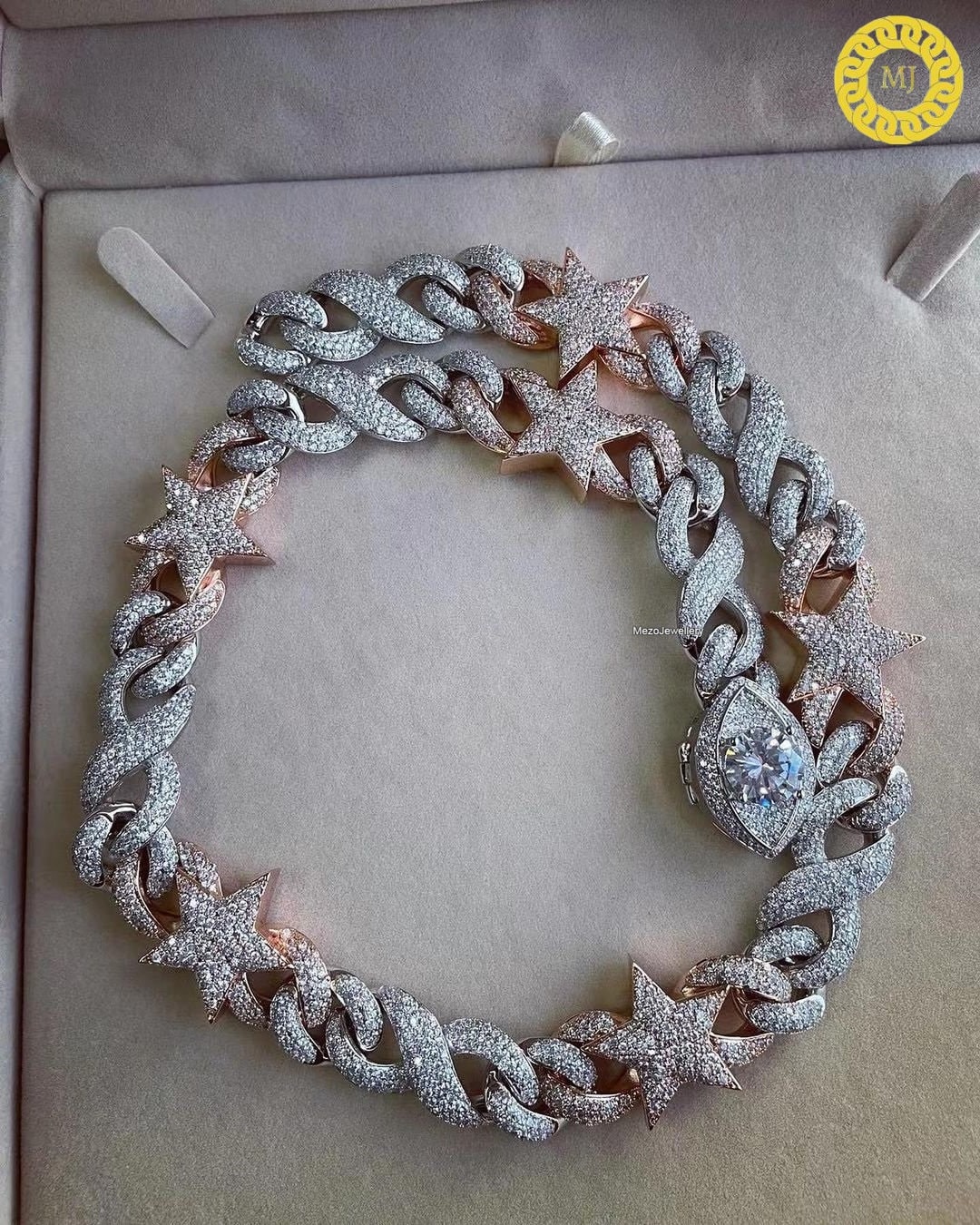 15mm Infinity Star Moissanite Chain/ Cuban Infinity Diamond Charm Chain ...