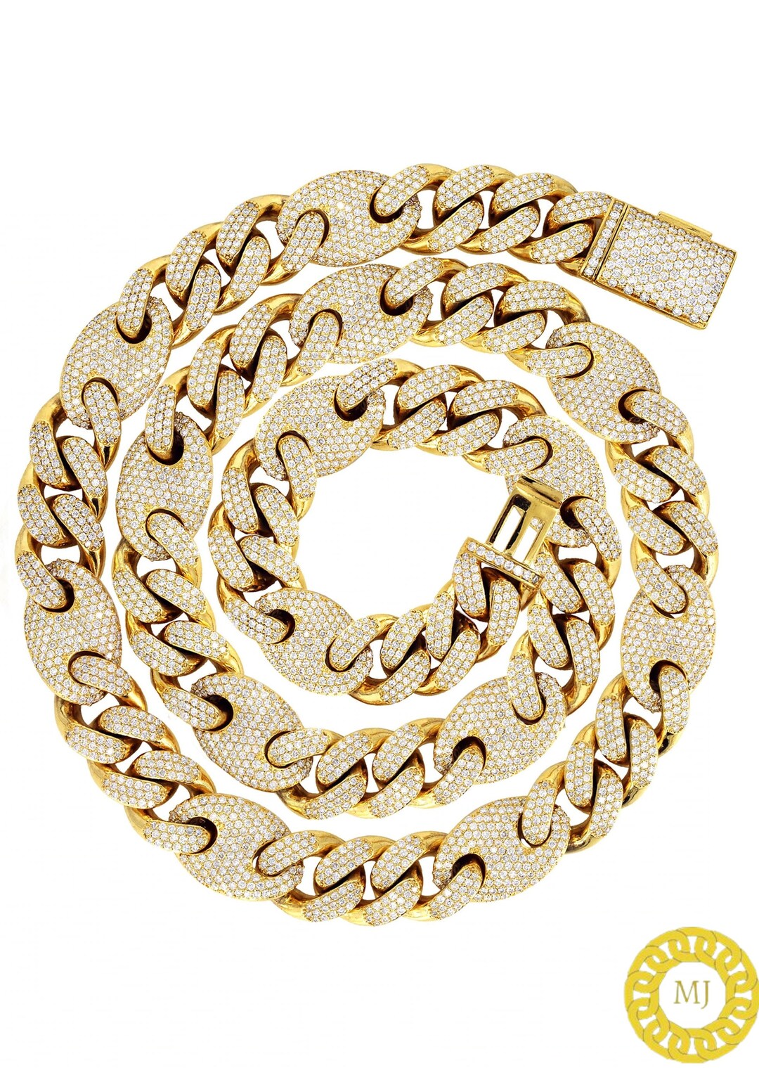 Men's Miami Puff Cuban Link Chain Necklace,18 Mm Silver VVS1 Moissanite ...