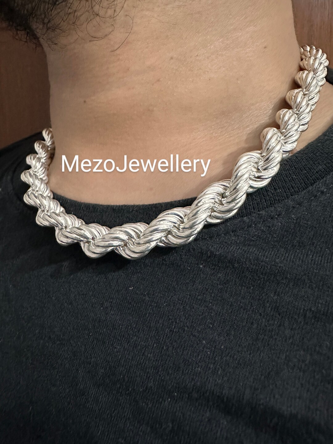 Men's 14 MM Width Real Solid 925 Sterling Silver HEAVY SOLID Rope ...