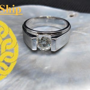 Natural Diamond Men's Ring-round Diamonds-18k Solid Gold-solitaire ...
