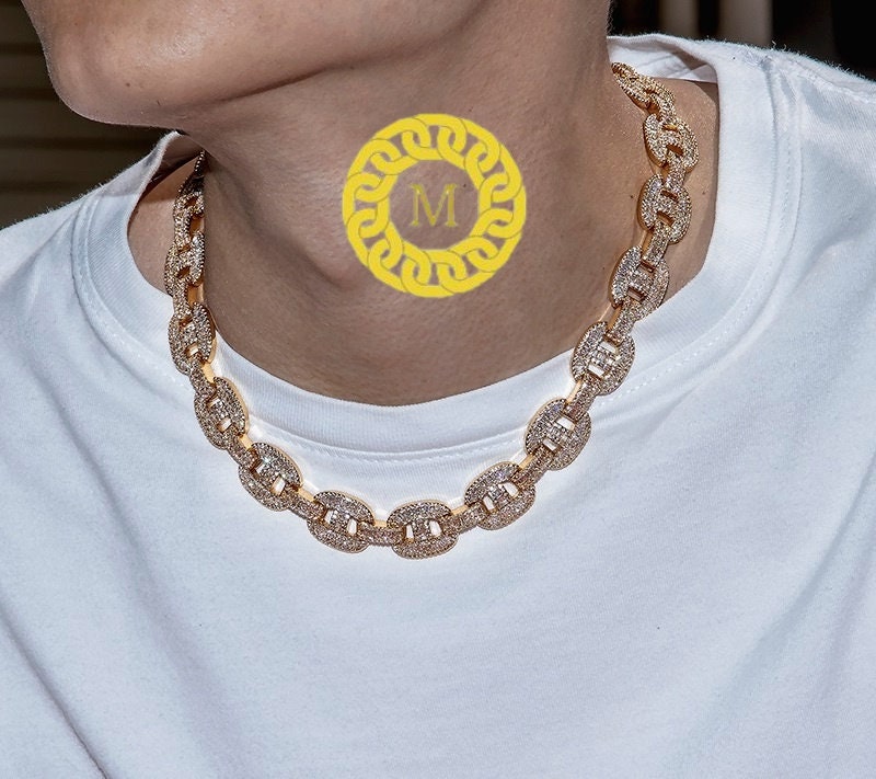 16mm Baguette Mariner Bust Down Chain Real Iced Out VVS1 Moissanite ...