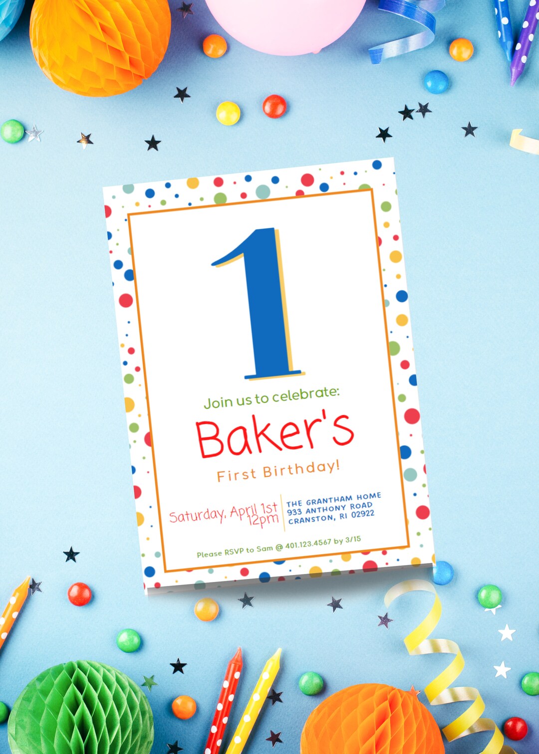 Colorful, Fun, Playful Birthday Invite, Invitation to Birthday Party ...