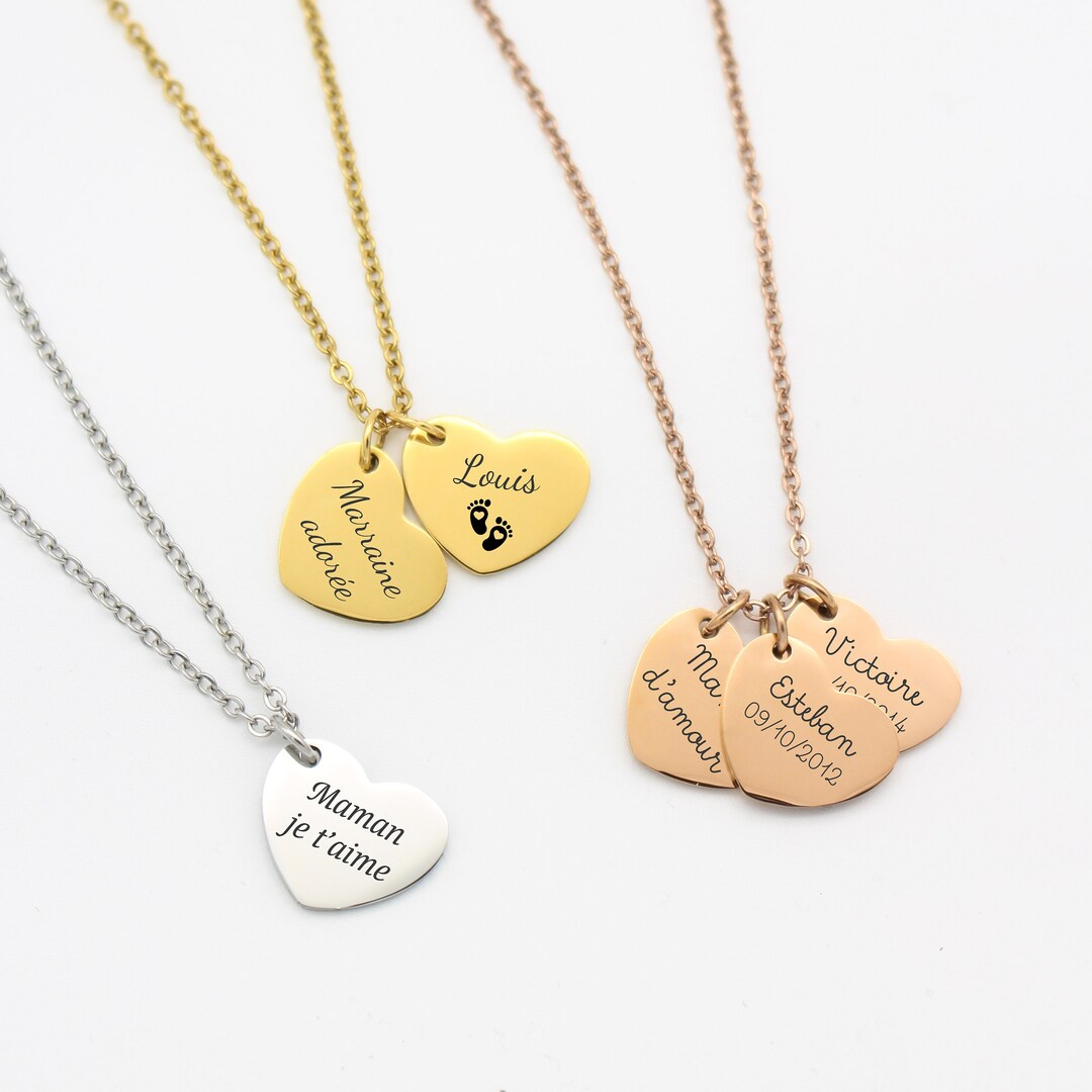 Personalized Engraved Heart Necklace for Women, Personalized Necklace ...