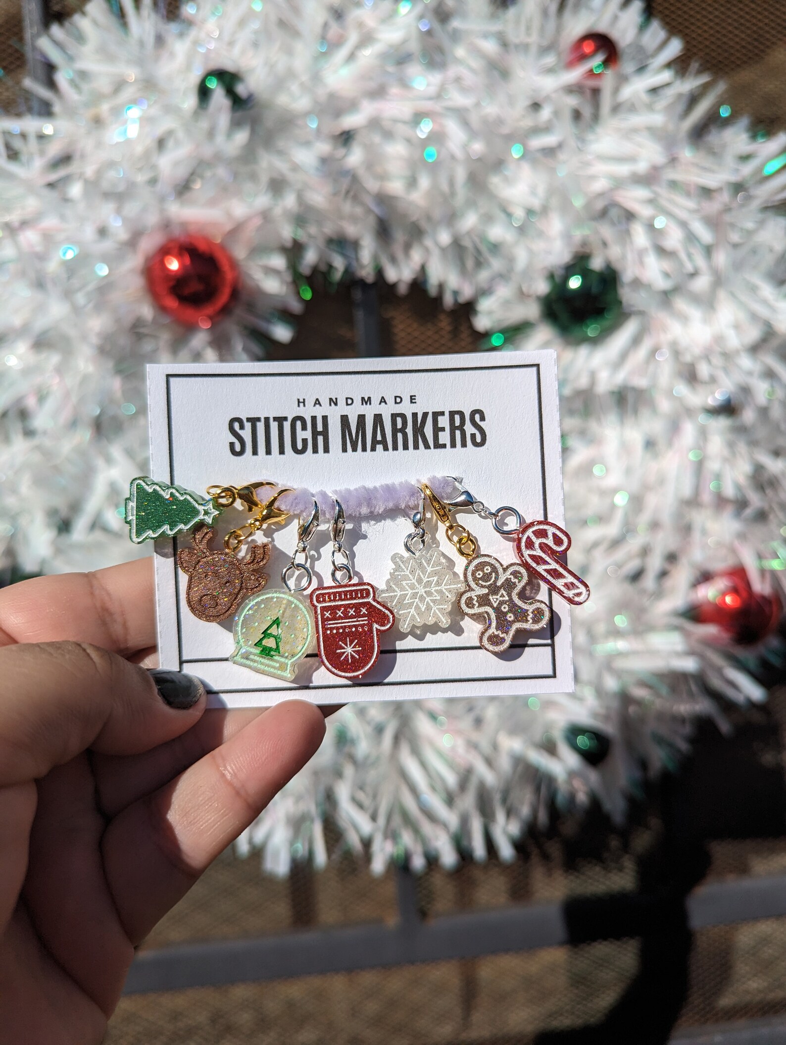 Holiday Stitch Markers - Christmas Progress Keeper, Winter Stitch ...