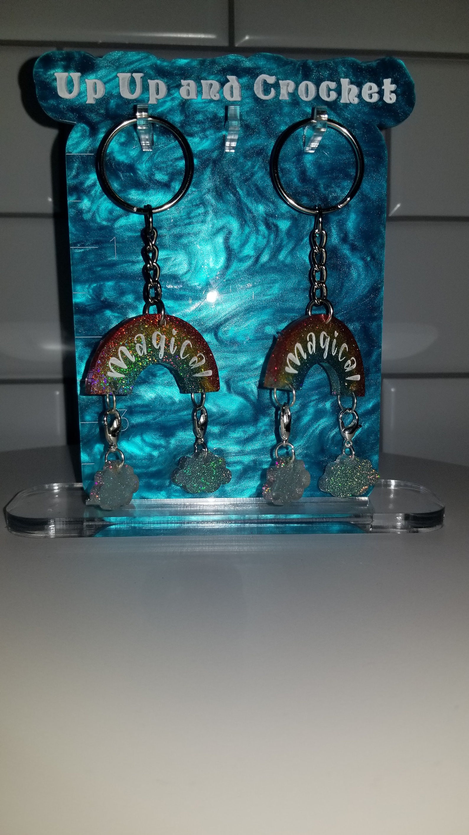 Holographic Rainbow Stitch Marker Keychain - Etsy