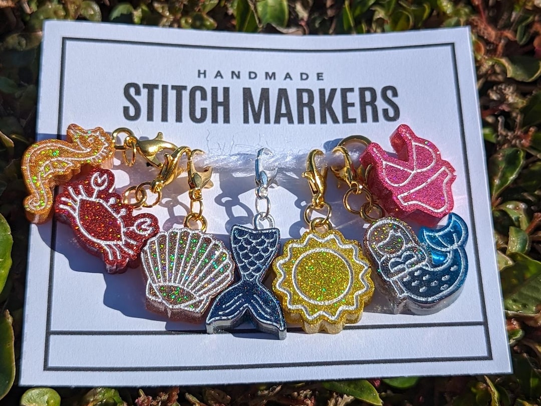Summer Beach Stitch Markers - Glitter Progress Keeper, Mermaid Crochet ...