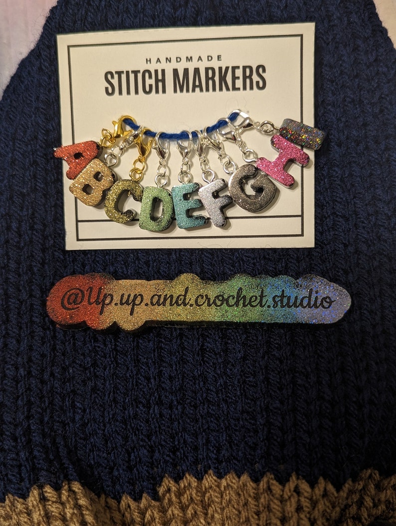 Letter Stitch Markers Alphabet Progress Keeper Glitter - Etsy